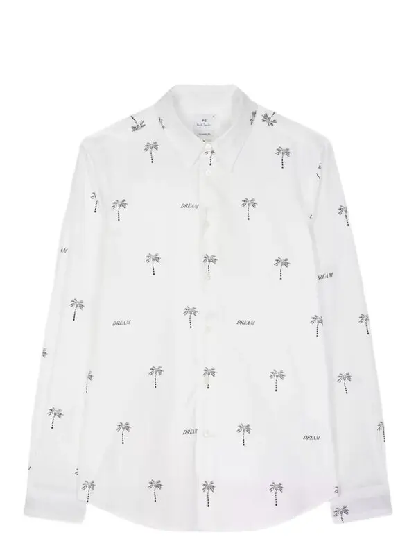 Paul Smith Palm-tree Print Shirt - White