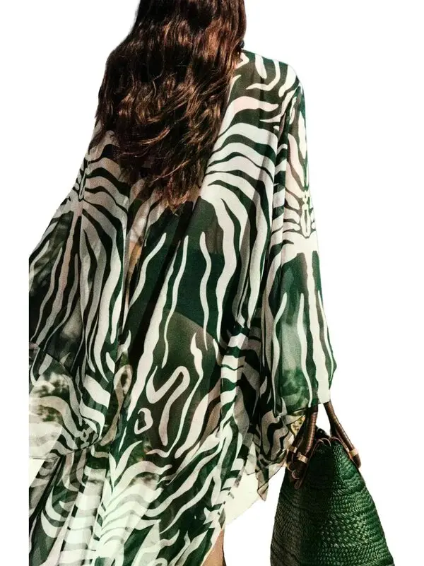 Johanna Ortiz Zebra-print Kimono - Green