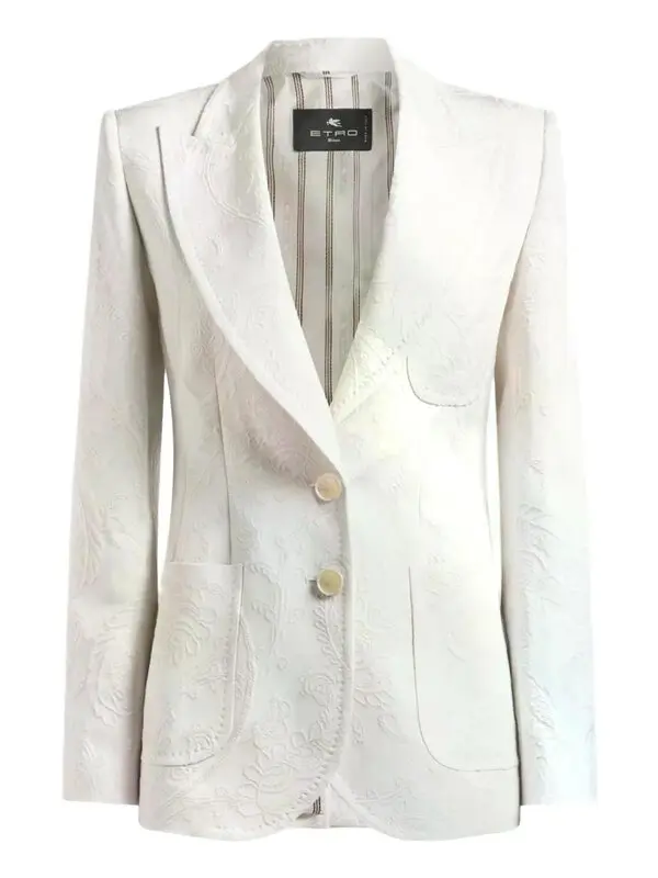 Etro Paisley Foliage-motif Jacquard Blazer - White