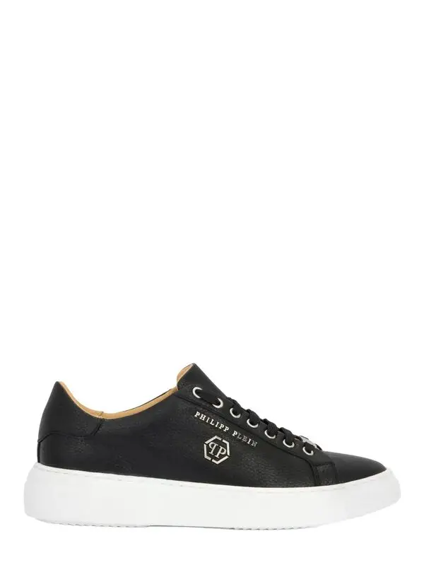 Philipp Plein Hexagon Logo Leather Sneakers - Black