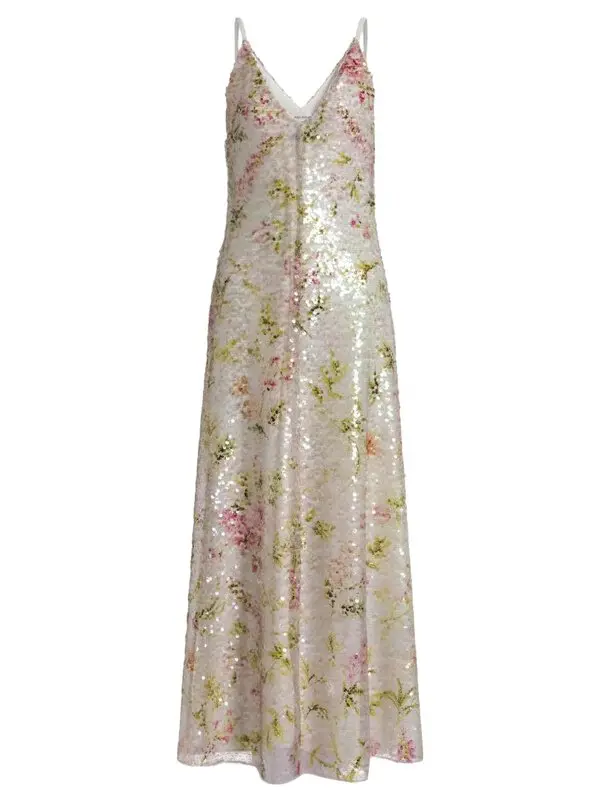 Alberta Ferretti Floral-pattern Maxi Dress - Neutrals