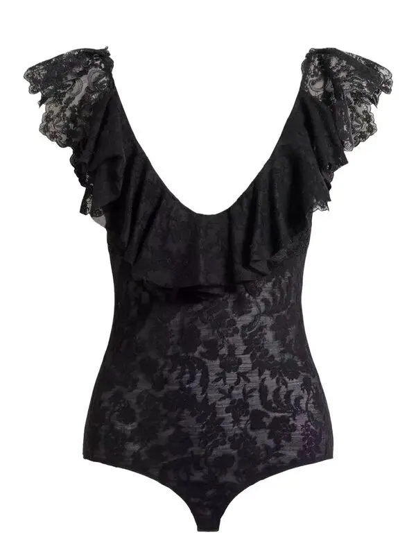 Alberta Ferretti Ruffled-sleeves Body - Black