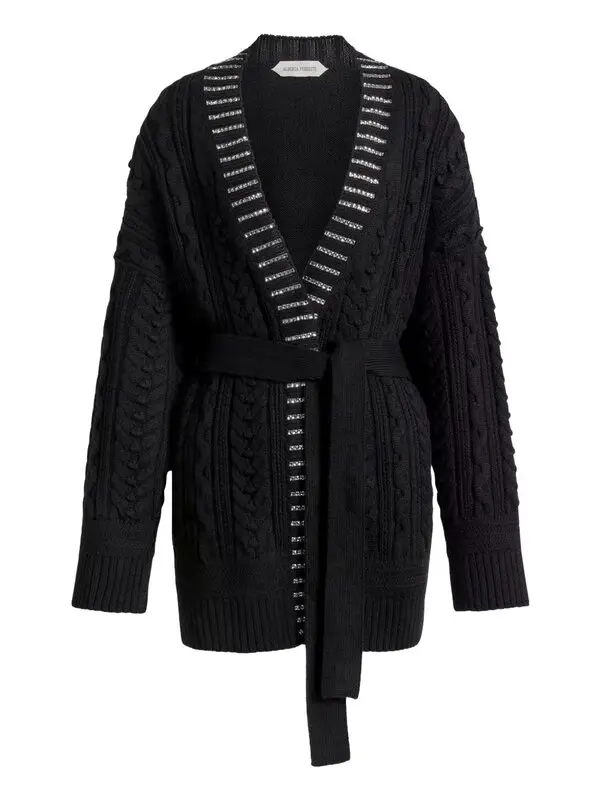 Alberta Ferretti Aran Cable-knit Cardigan - Black