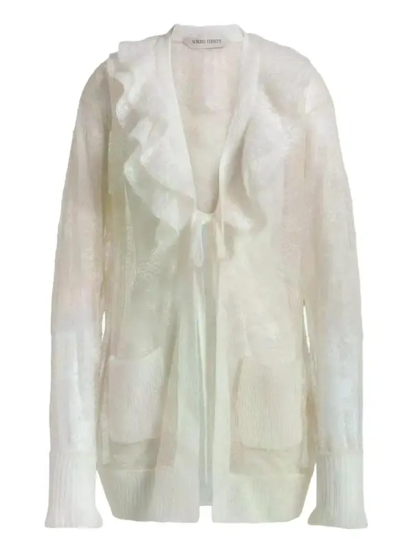 Alberta Ferretti Ruffled-collar Cardigan - Neutrals