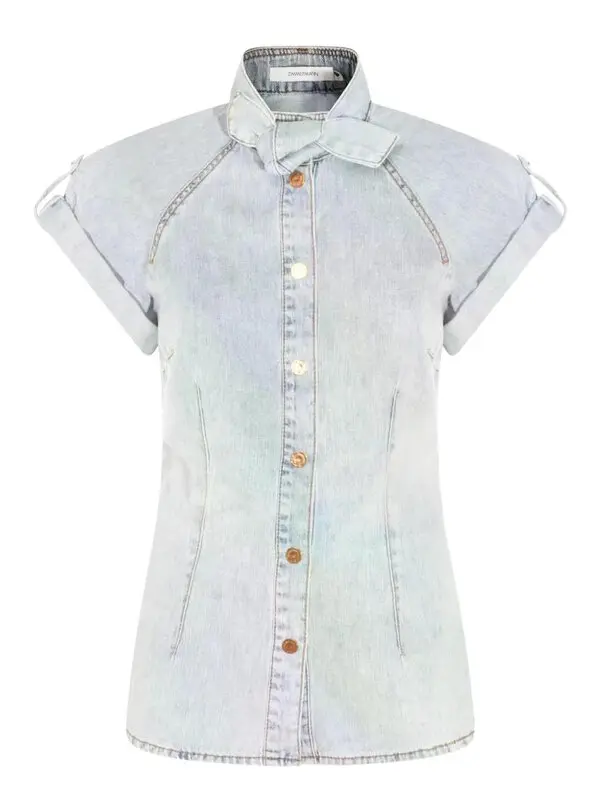 Zimmermann Tie-neck Buttoned Top - Blue