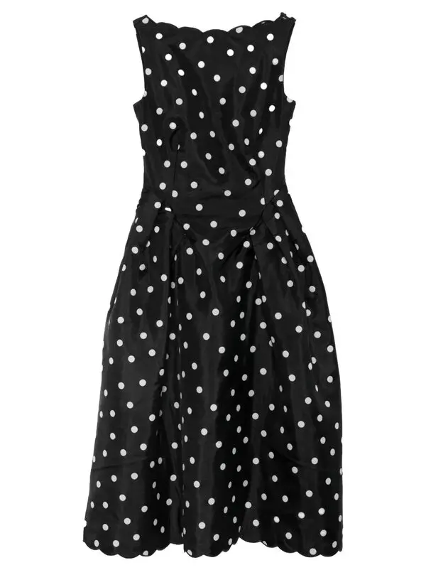 Stine Goya Polka-dot Scalloped Midi Dress - Black