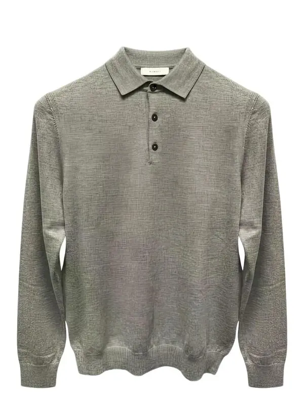 DIKTAT Buttoned Long-sleeve Polo Shirt - Grey