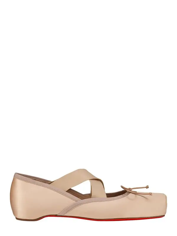CHRISTIAN LOUBOUTIN Cassiasticina Satin Ballet Flats - Nude