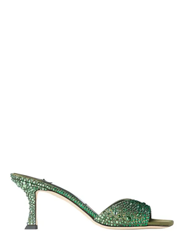 JIMMY CHOO Skye 70 Embellished Satin Sandals - Green