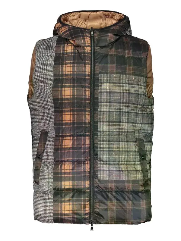 Herno Hooded Patchwork Gilet - Brown
