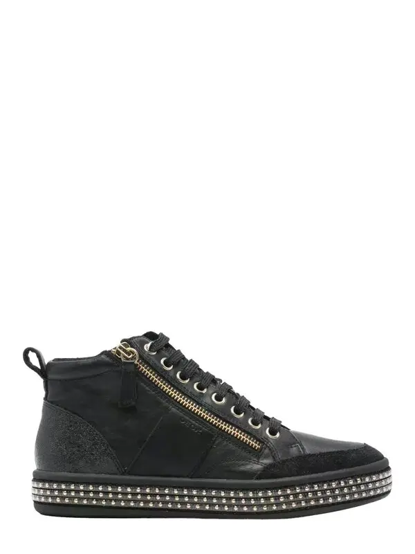 Geox Leelu Zip-up Embellished Sneakers - Black