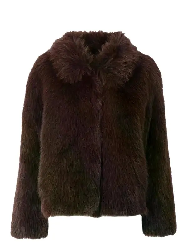Max Mara Faux-fur Collared Jacket - Brown