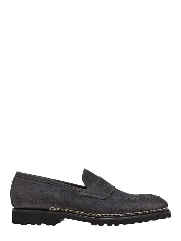 Bontoni Principe Lug Sole Suede Penny Loafers - Grypat