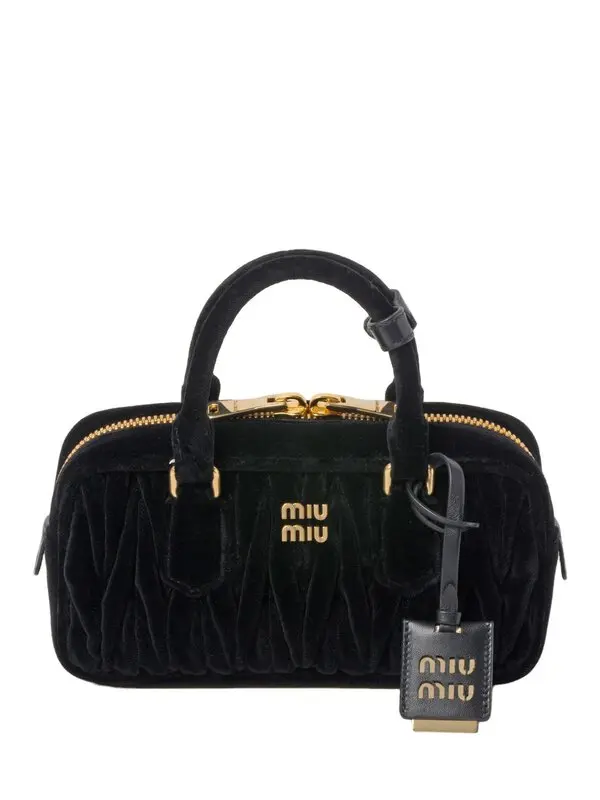 Miu Miu Arcadie Matelassé Velvet Bag - Black