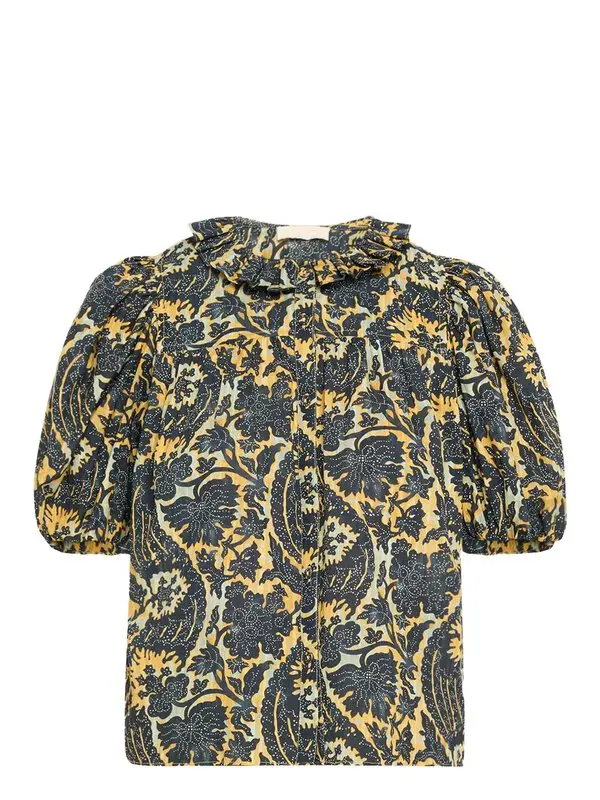 Ulla Johnson Amari Short Sleeve Blouse - Luna