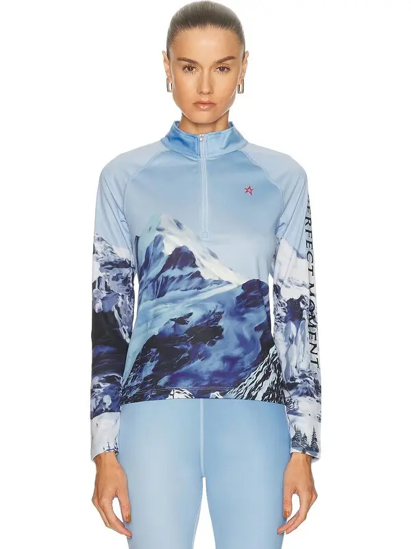 Perfect Moment Quarter Zip Base Layer Top - Ski Lift Blue