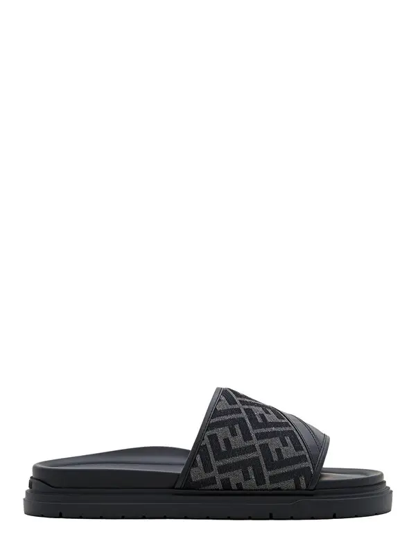Fendi Ciabatta All Over Slides - Black
