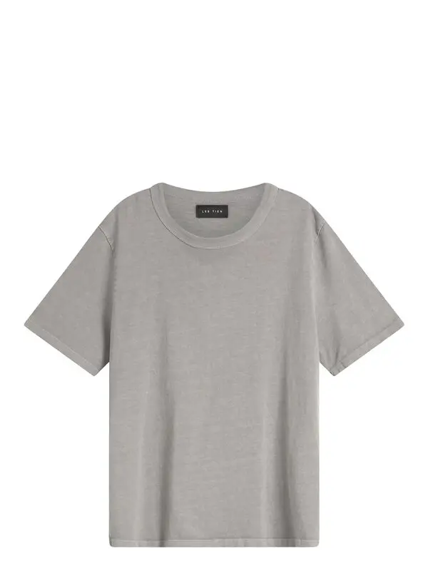 LES TIEN Heavyweight Binded Neck T-shirt - Washed Grease