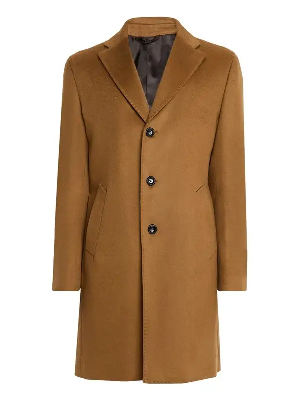 Neiman Marcus Cashmere Single-breasted Overcoat - Beige