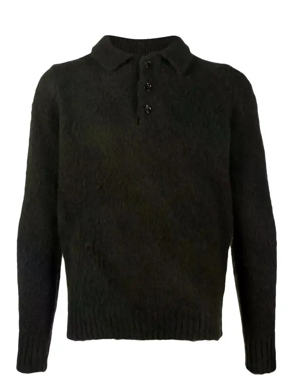 Aspesi Shetland Wool Polo Sweater - Green
