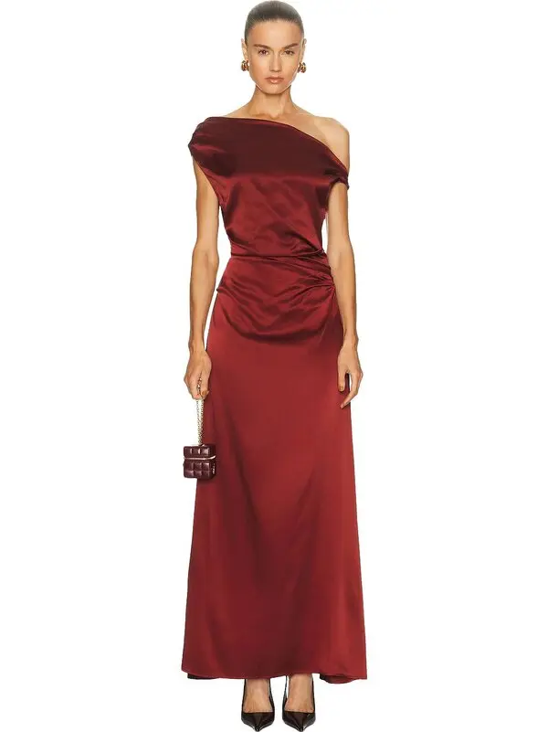 Staud Phare Silk Maxi Dress - Sangria