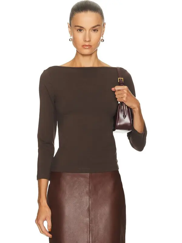 ST. AGNI Soft Jersey Ballerina Top - Liqueur
