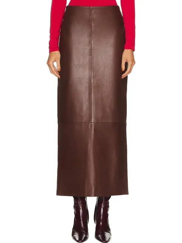 ST. AGNI Leather Column Skirt - Rum