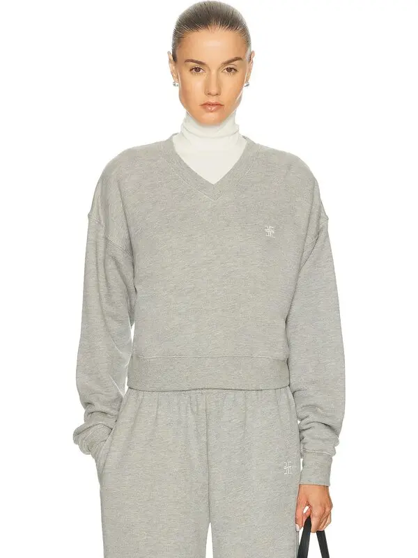 Eterne Cropped V-neck Sweatshirt - Heather Grey
