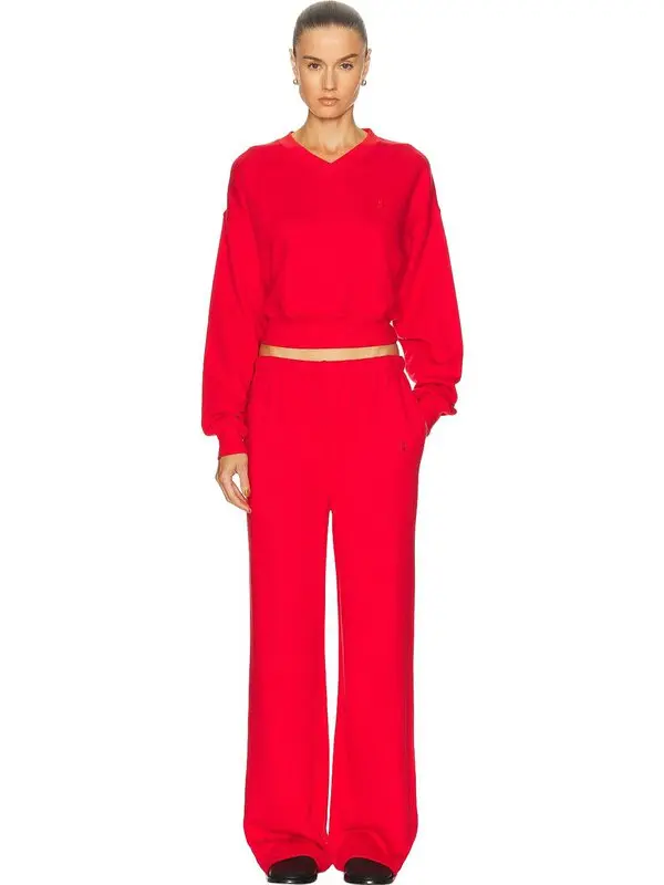 Eterne Cropped V-neck Sweatshirt - Rouge