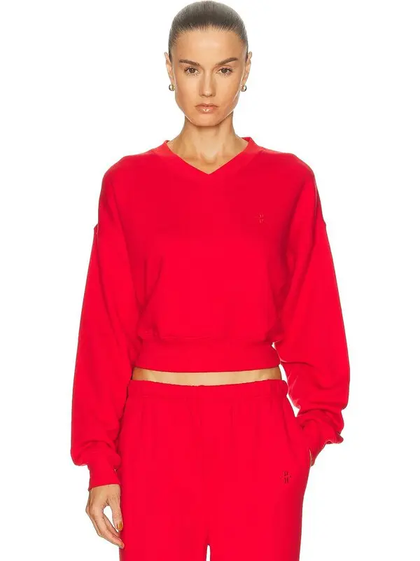 Eterne Cropped V-neck Sweatshirt - Rouge