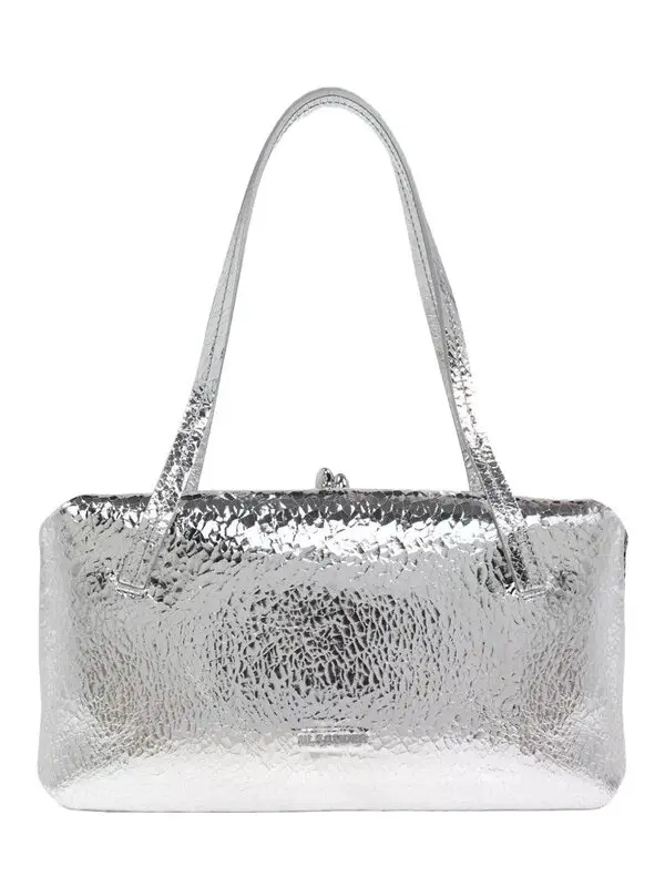 JIL SANDER Textured Leather Shoulder Bag - Silver
