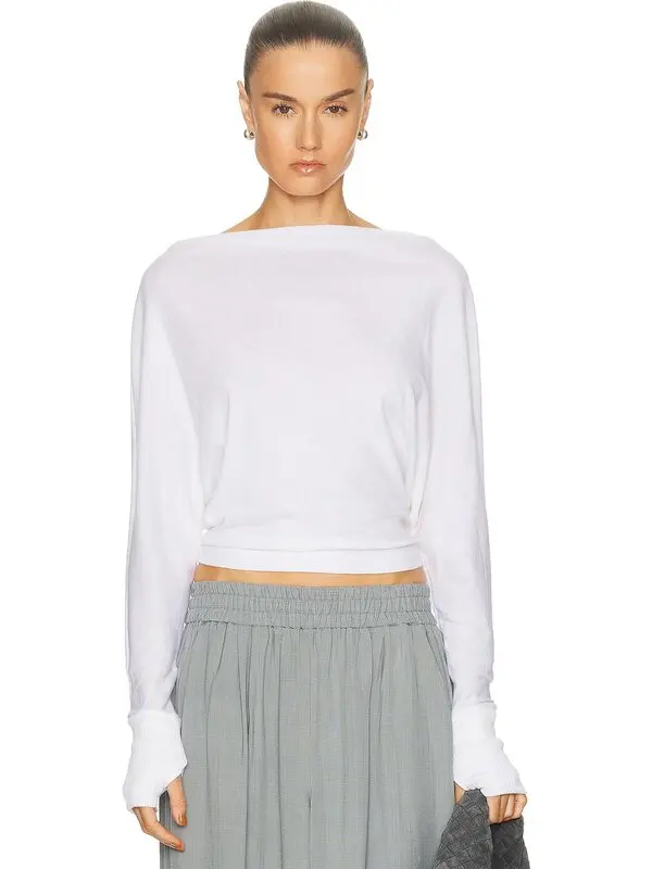 Enza Costa Cashmere Jersey Dolman Top - White