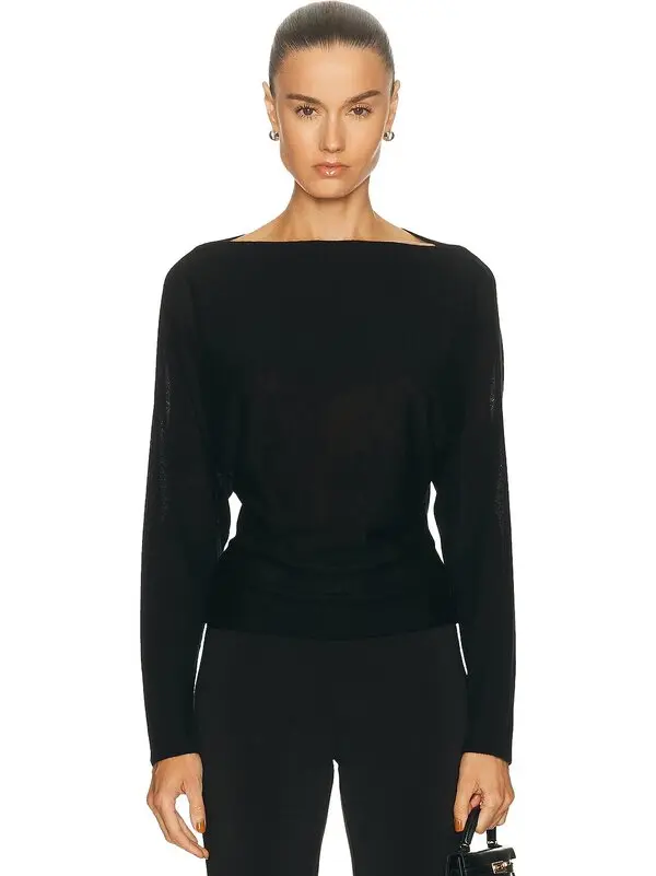 Enza Costa Tissue Cashmere Dolman Sweater - Black