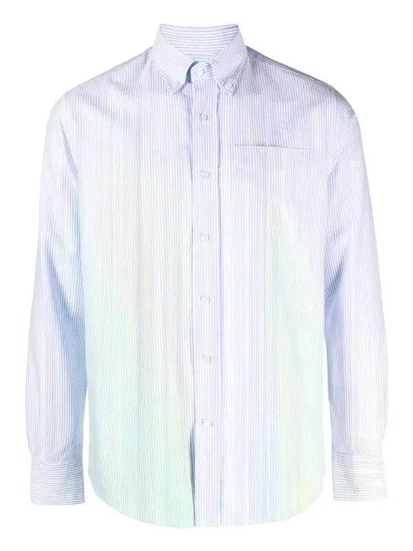 DEPERLU Stripe-pattern Cotton Shirt - Blue