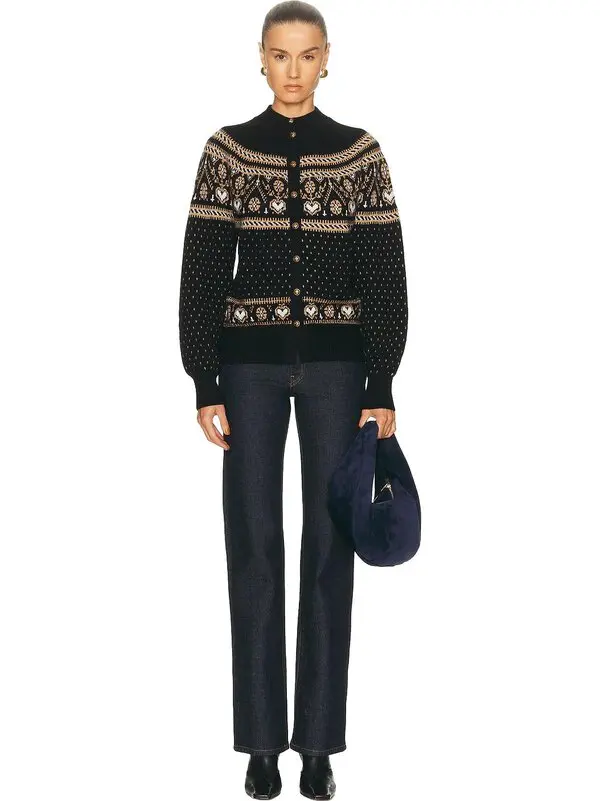 Khaite Marc Cashmere Cardigan - Black & Camel Multi