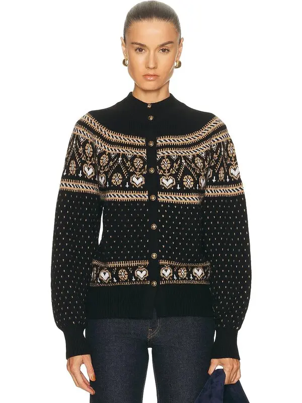 Khaite Marc Cashmere Cardigan - Black & Camel Multi