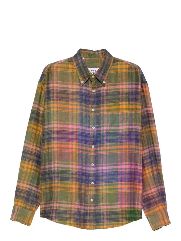 LC23 Plaid-pattern Chest-pocket Shirt - Green