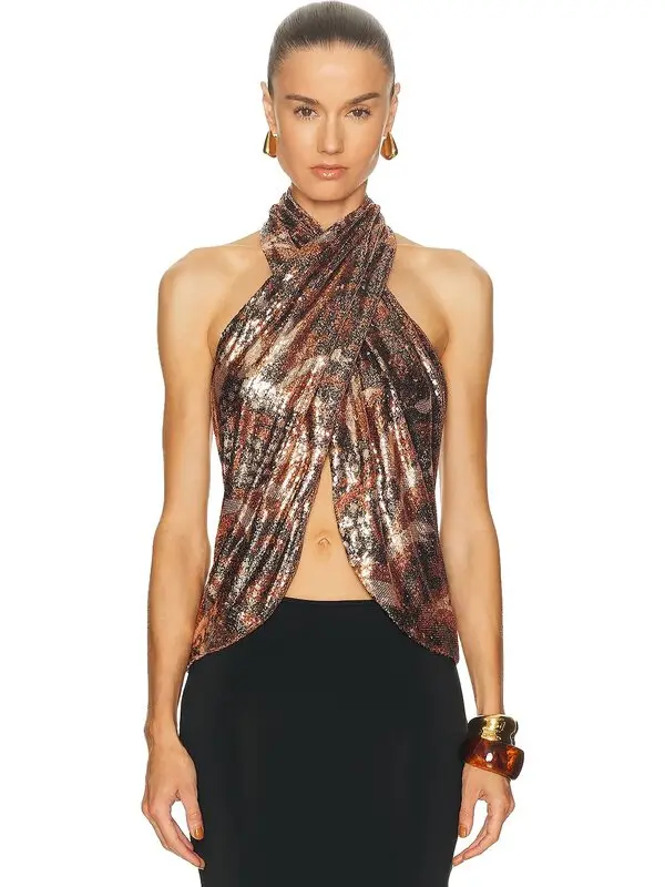 Johanna Ortiz Glimmering Frost Top - Black  Mocca  Sand  & Red