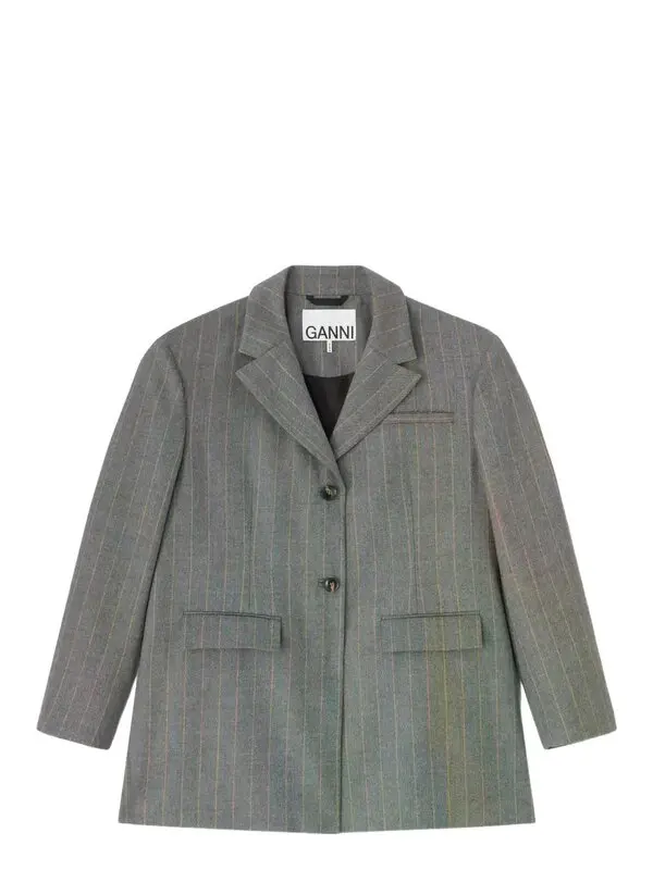 GANNI Pinstripe Blazer - Grey