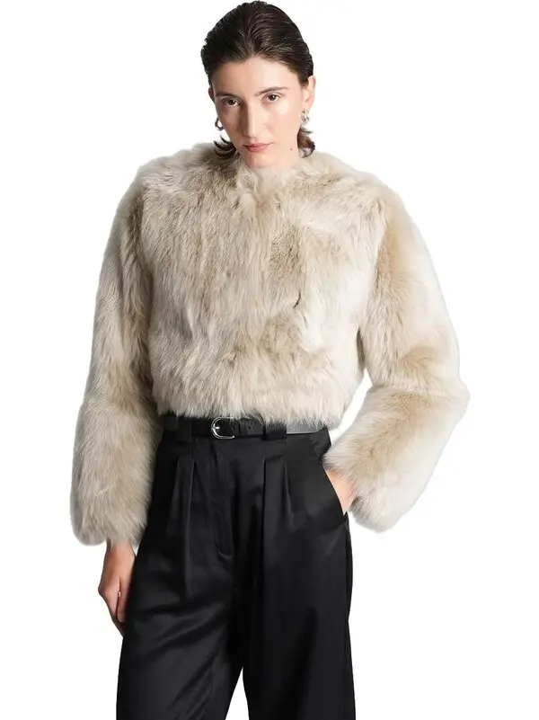 IRO PARIS Real Fur & Shearling Jacket - Beige