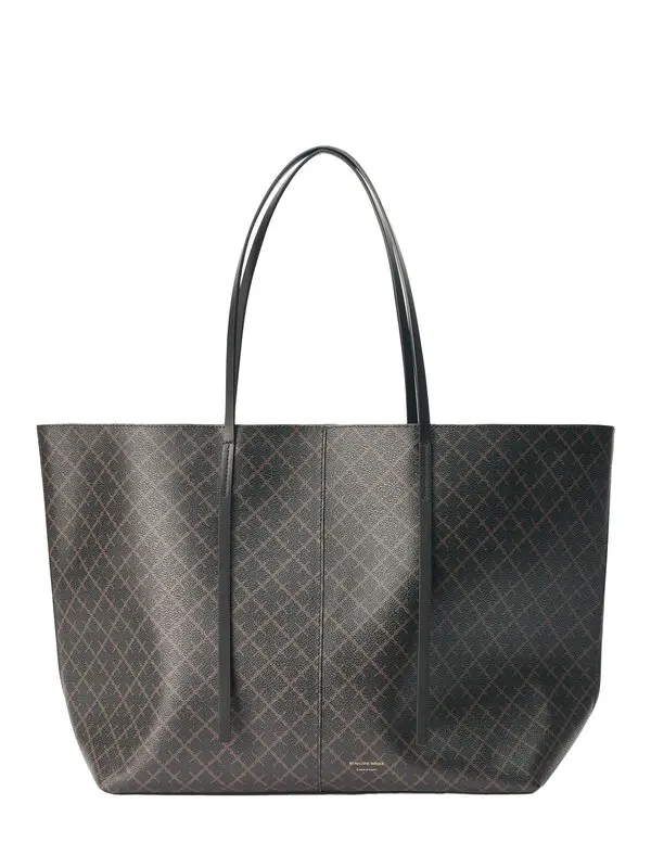 BY MALENE BIRGER Abi Signature Flower Printed Tote Bag - Dark Chokolate
