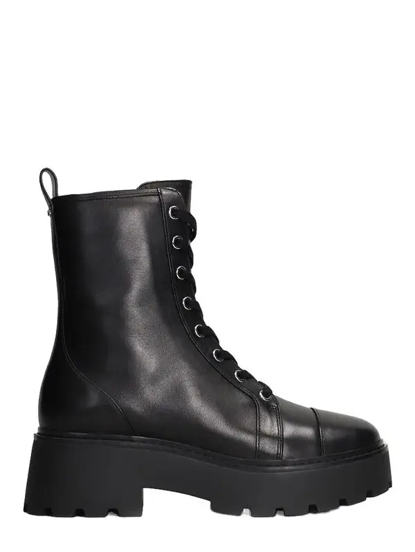 Michael Kors Blake Leather Combat Booties - Black