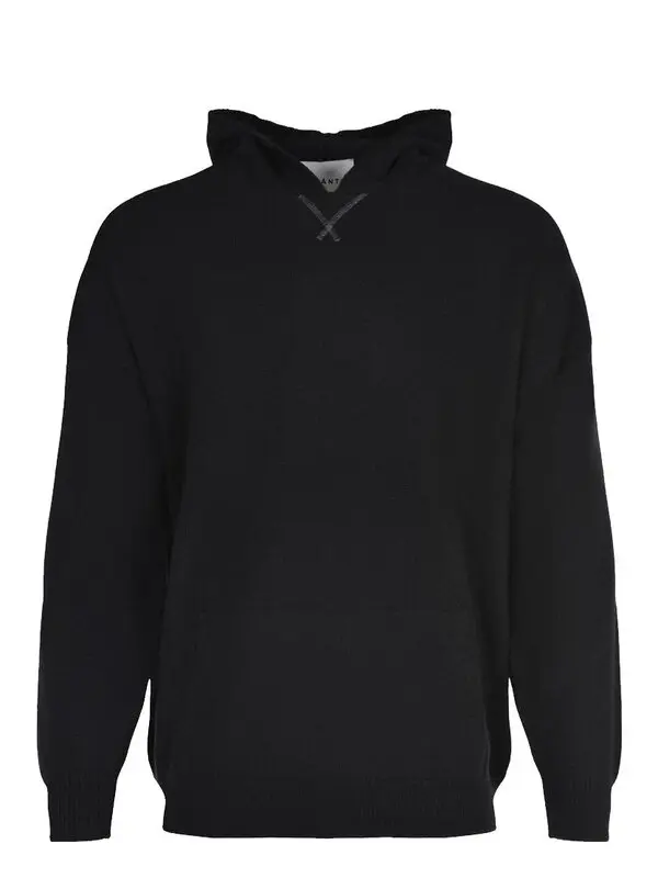 AMARANTO Hooded Wool Sweater - Black