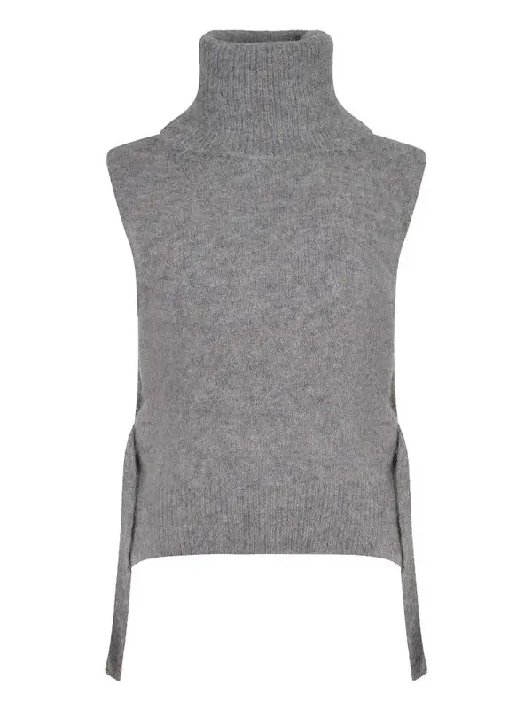 SOLOTRE Sleeveless Alpaca Blend Vest - Grey