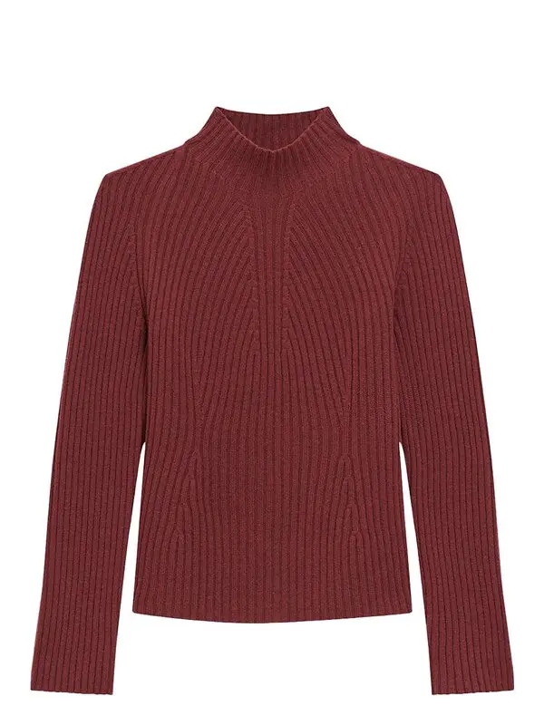 Theory Cashmere Rib Mock-neck Sweater - Oxbloodred
