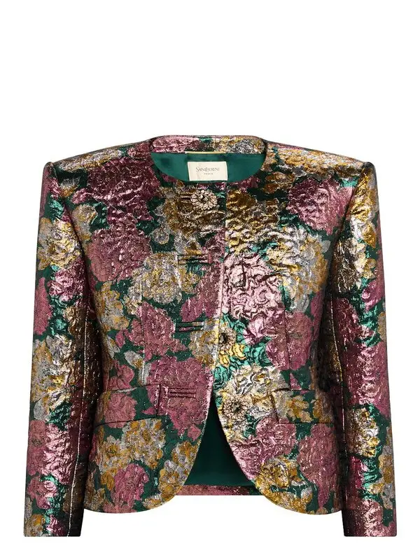 Saint Laurent Floral Brocade Jacket - Sapin/rose/rouge