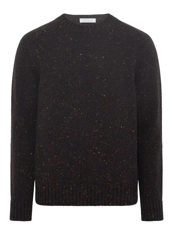 Gabriela Hearst Daniel Speckled Aran Cashmere Knit Sweater - Charcoal Multi