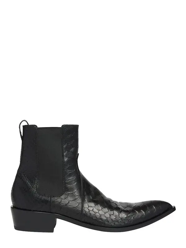 TOM FORD Python-embossed Leather Boots - Black