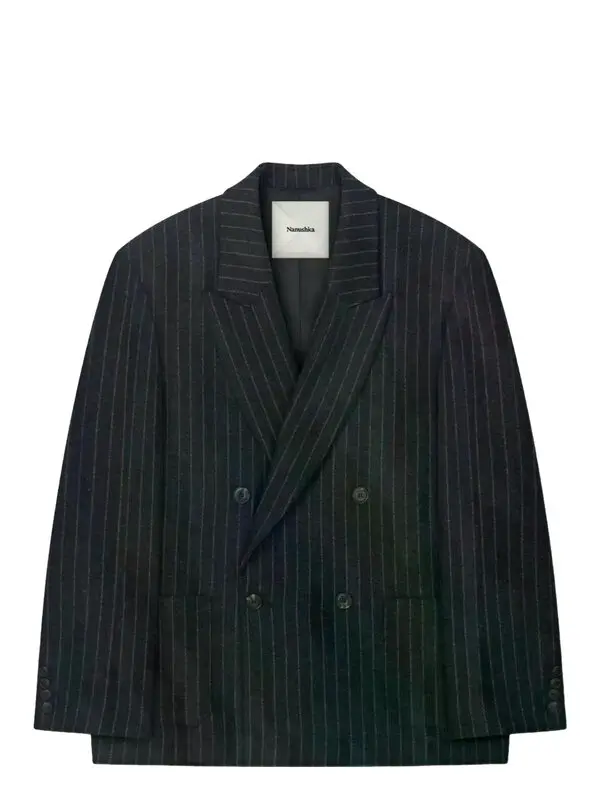 Nanushka Anselm Pinstripe Double-breasted Blazer - Grey