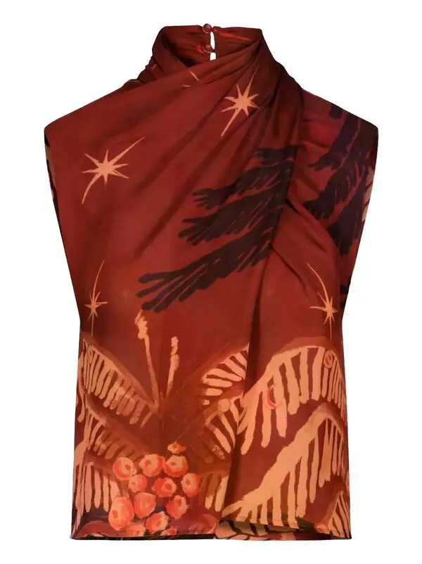Johanna Ortiz Imaginative Draped Printed Top - Red